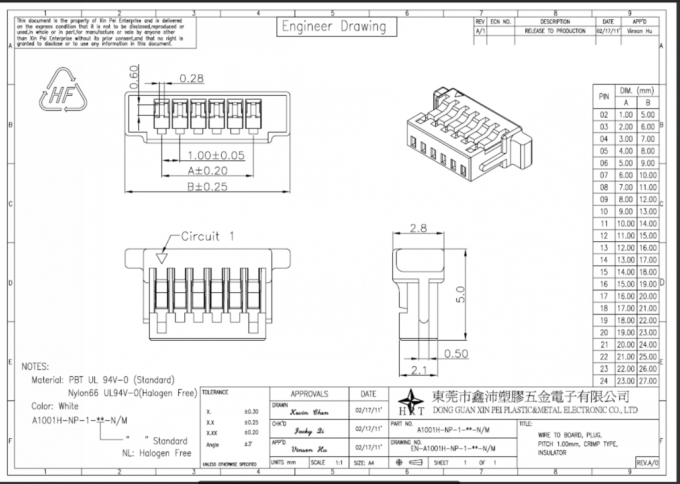 1.0mm pitch Single Row Pcb Wire To Board Connectors, SH connector, SHD ...