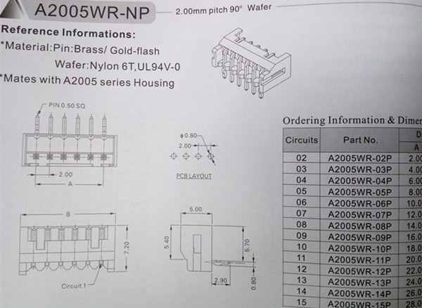 single row vertical wafer connector right angle wire to board ...