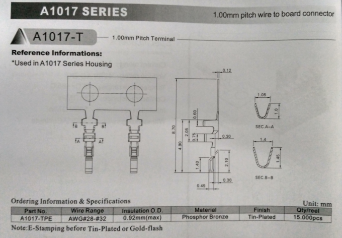 Pitch 1.00mm Wire To Board Connectors With Lock PA66 CI16 Wire Housing
