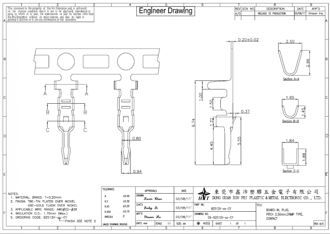 2.5mm Pitch SCN connector Wire to Board Crimp Connectors Crimp style ...